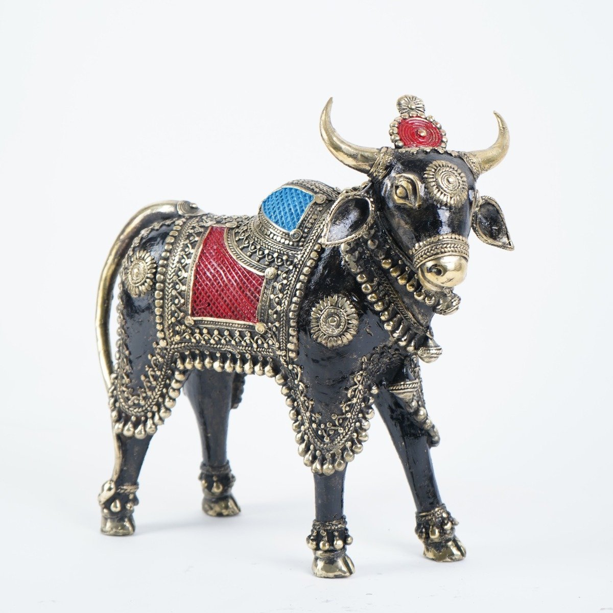 Dhokra Art Color Nandi Statue - Artline Creation